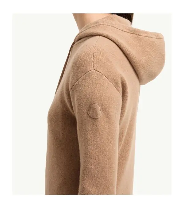 Moncler Logo Patch Zip-up Cardigan - Camel