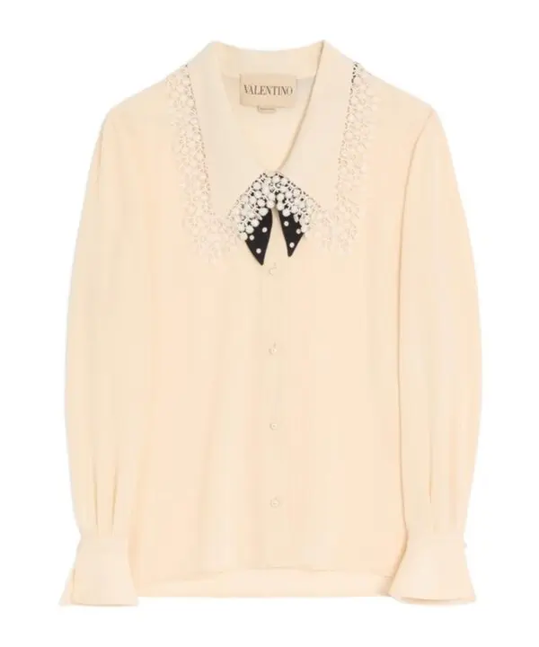Valentino Garavani V-neck Lace Shirt - Ivory White