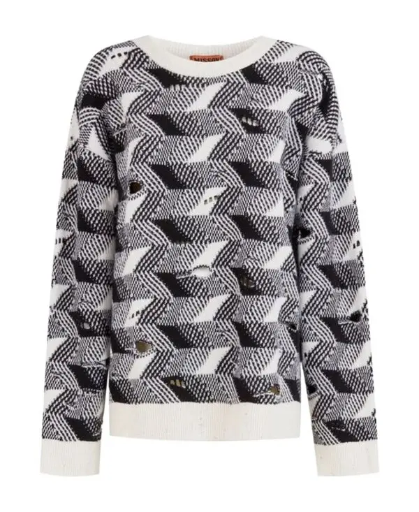 Missoni Geometric Knit Crewneck Jumper - Black