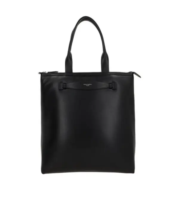 Dolce & Gabbana Logo Printed Zipped Tote Bag - Black