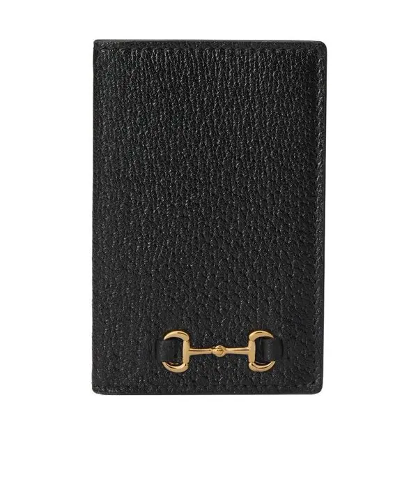 Gucci Horsebit-plaque Leather Cardholder - Black