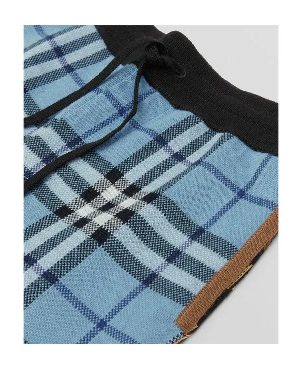 Burberry Check Wool And Cotton Blend Drawstring Shorts