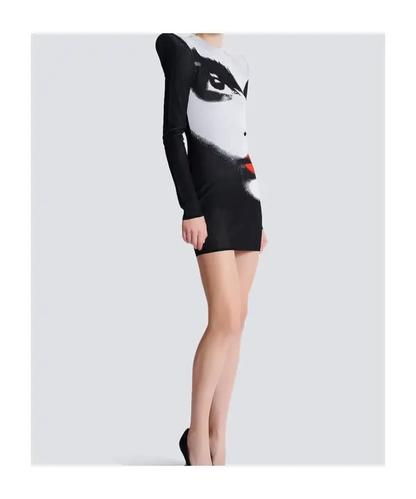 Balmain Face Motif Jacquard Knit Dress