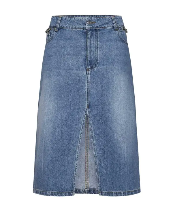 Stella McCartney Front Slit Denim Midi Skirt