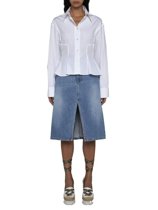 Stella McCartney Front Slit Denim Midi Skirt
