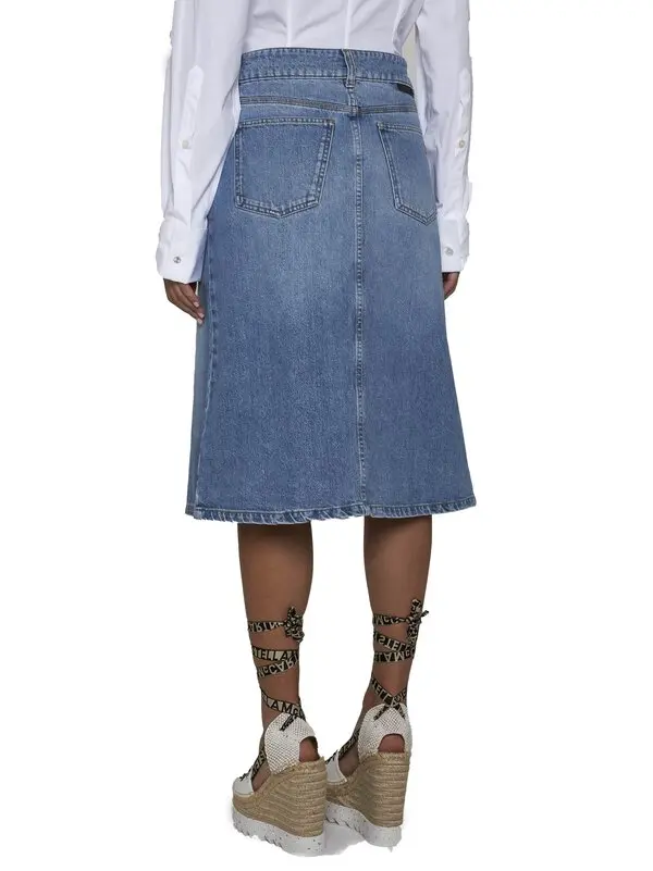 Stella McCartney Front Slit Denim Midi Skirt