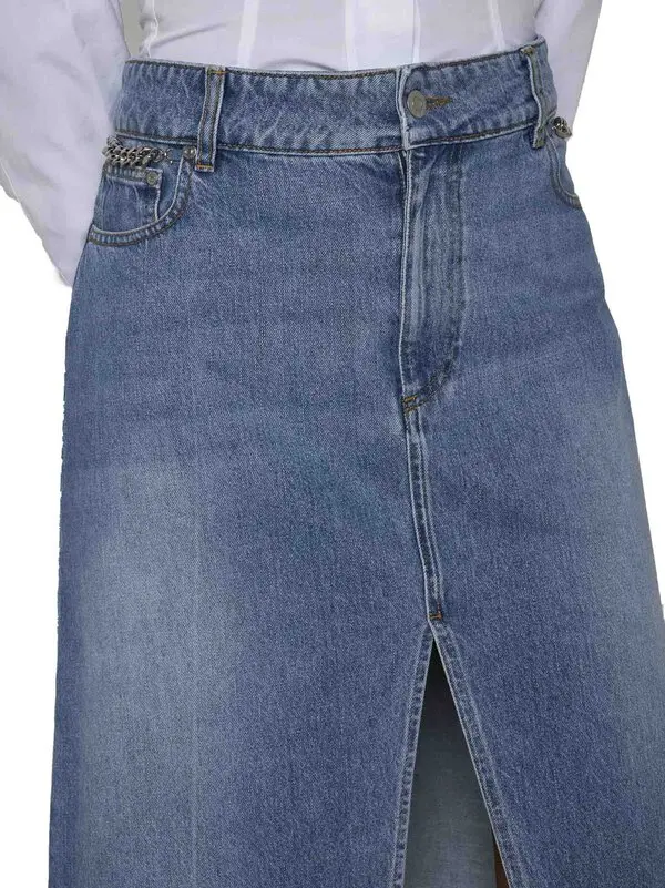 Stella McCartney Front Slit Denim Midi Skirt