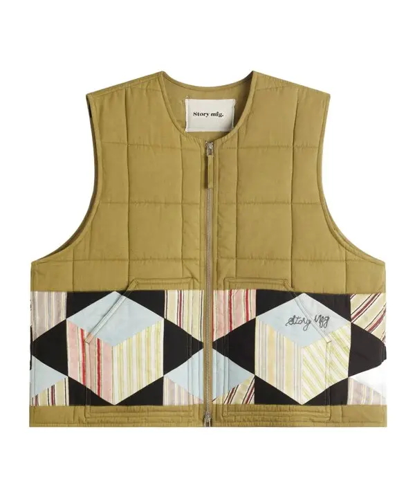 STORY MFG. Saturn Quilted Panelled Zip-up Waistcoat