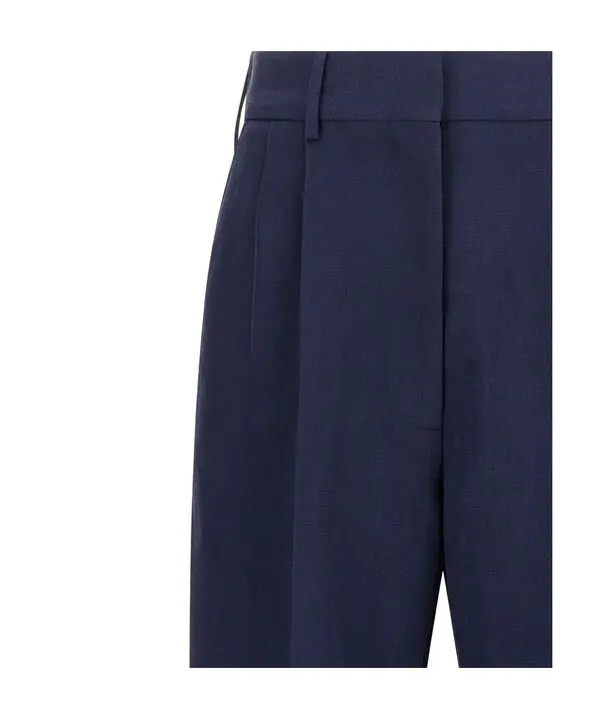 BLAZÉ MILANO Pleated Straight Leg Trousers - Blue