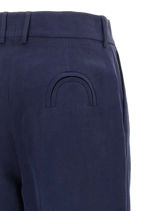 BLAZÉ MILANO Pleated Straight Leg Trousers - Blue