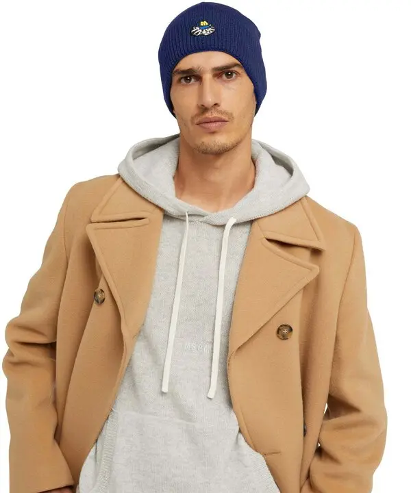 MSGM Logo Patch Beanie - Blue