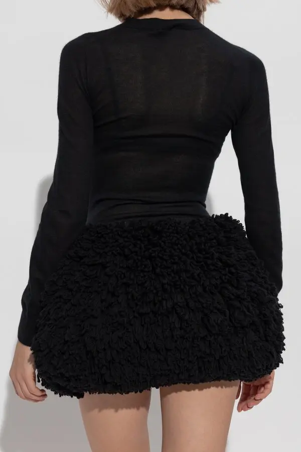 Alaïa Round Neck Long Sleeve Sheer Jumpsuit