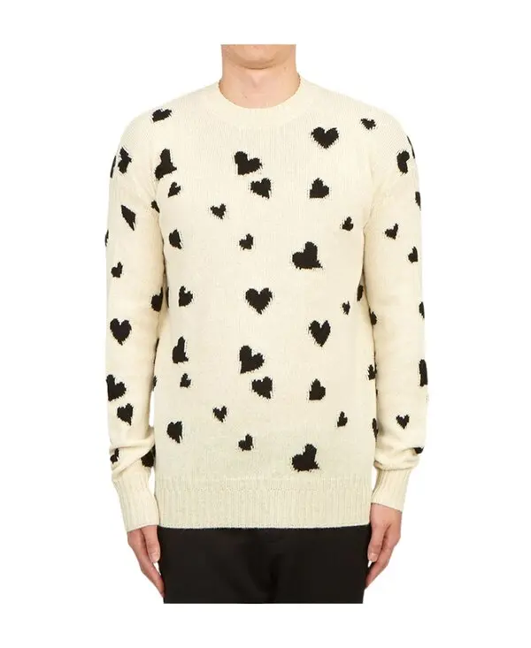 Marni Long-sleeved Heart Patterned Knit Sweater