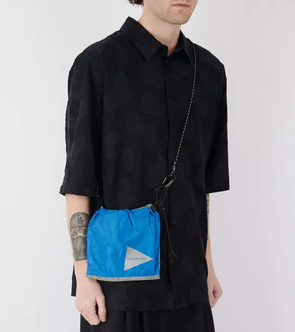 AND WANDER Nylon Ripstop Shoulder Bag - Blue/yellow