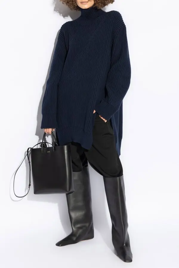 JIL SANDER Roll Neck Knitted Jumper - Black