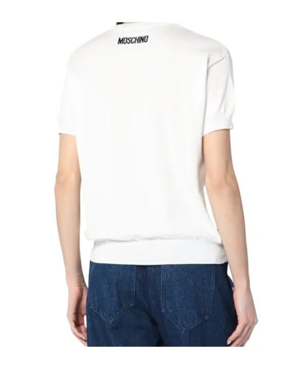 Moschino Short Sleeve Slogan Intarsia T-shirt