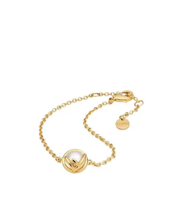Fendi Gold-tone Metal And Pearl Bracelet - Golden