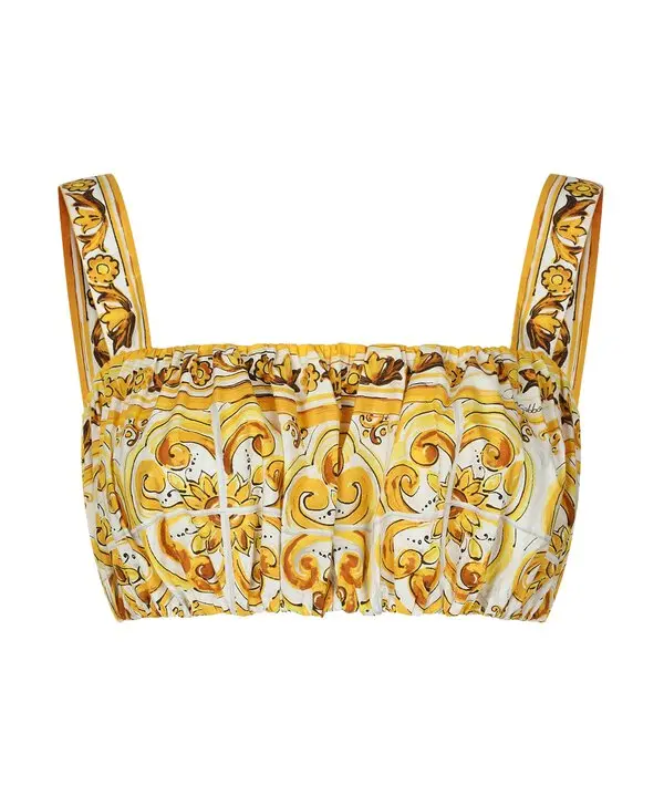 Dolce & Gabbana Majolica Printed Strappy Poplin Top