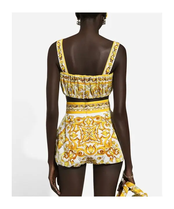 Dolce & Gabbana Majolica Printed Strappy Poplin Top
