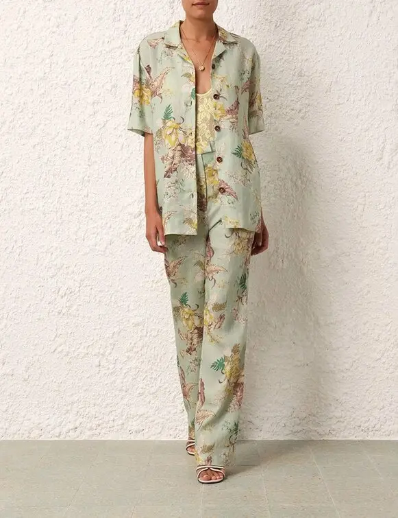 Zimmermann Short Sleeve Button Front Shirt With Self-tie Belt