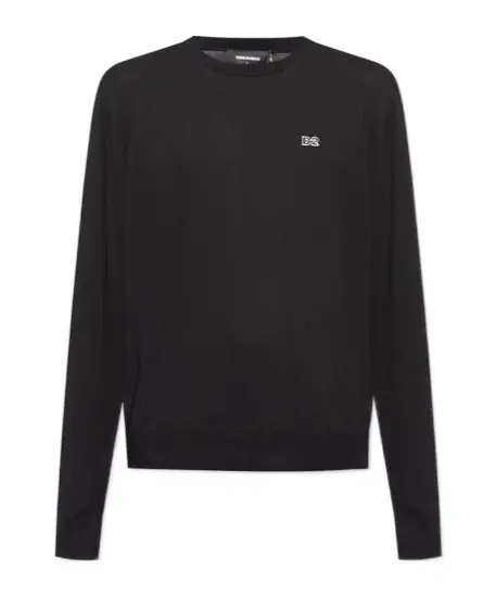 Dsquared2 Crewneck Pullover With Logo Embellishment - Black