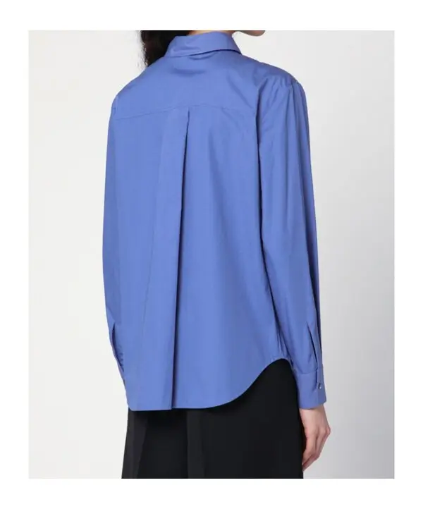 P.a.r.o.s.h Embroidered Cotton Shirt With Classic Collar - Blue