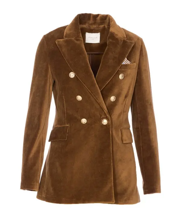 CIRCOLO 1901 Double-breasted Suede Jacket - Brown