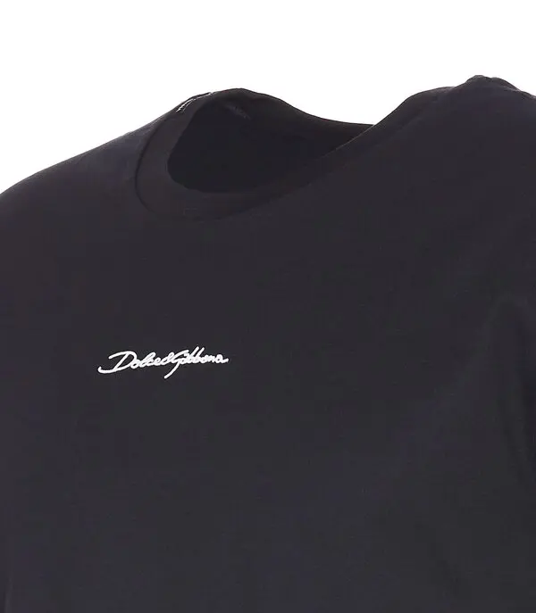 Dolce & Gabbana Dolce Gabbana Logo Embroidered Crewneck T-shirt - Black