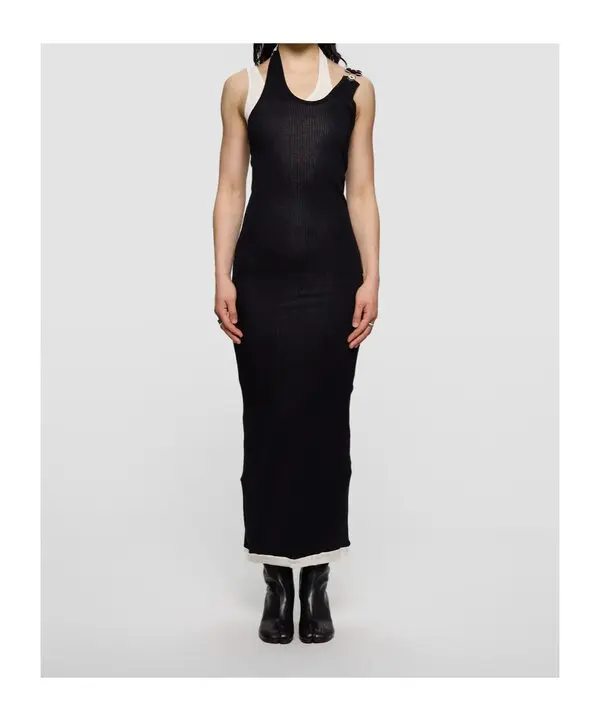 JEAN PAUL GAULTIER Ribbed Double Layer Maxi Dress