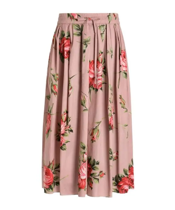 Dolce & Gabbana Floral Pleated Midi Skirt - Pink