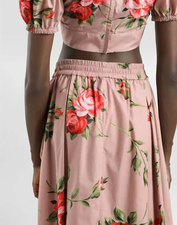 Dolce & Gabbana Floral Pleated Midi Skirt - Pink