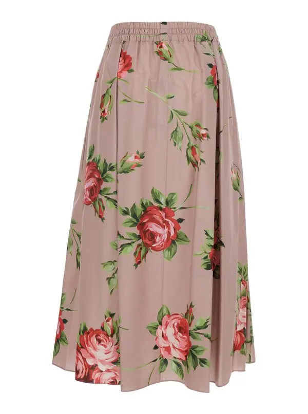 Dolce & Gabbana Floral Pleated Midi Skirt - Pink