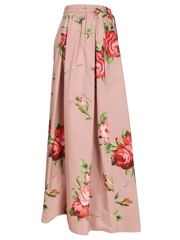 Dolce & Gabbana Floral Pleated Midi Skirt - Pink