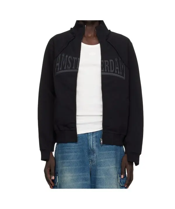 Vetements Amsterdam Patch Zip-up Sweatshirt - Black