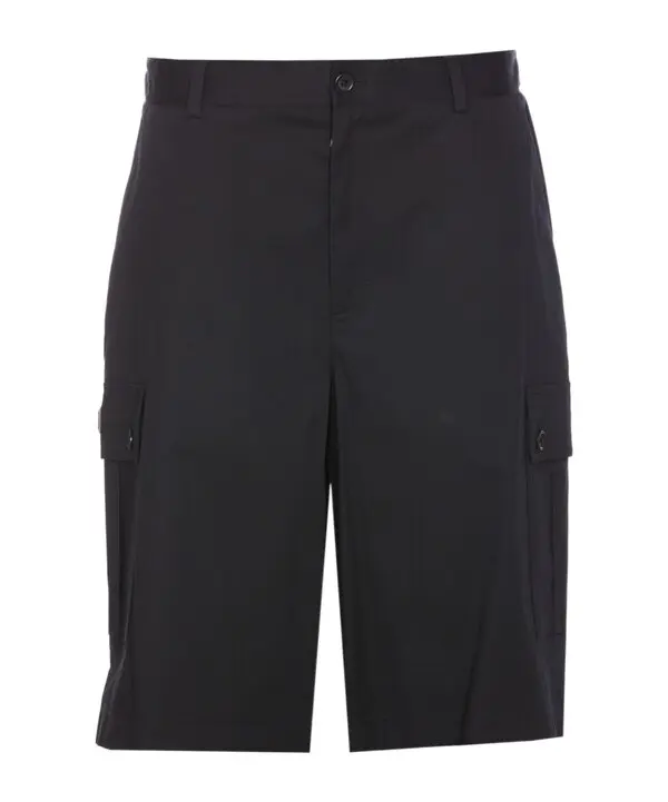 Dolce & Gabbana Cargo Shorts With Logo Plaque - Black