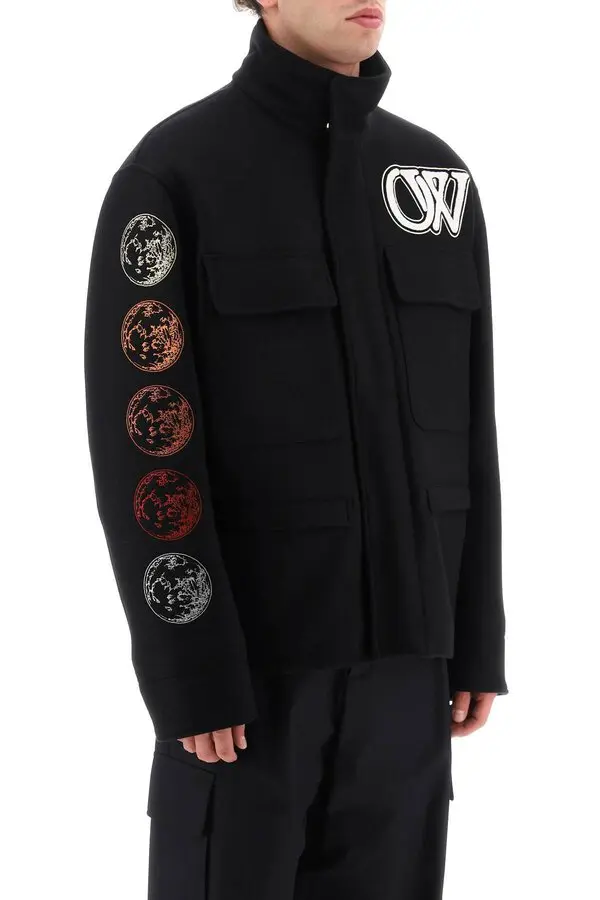 Off-White Graphic Printed High Neck Jacket