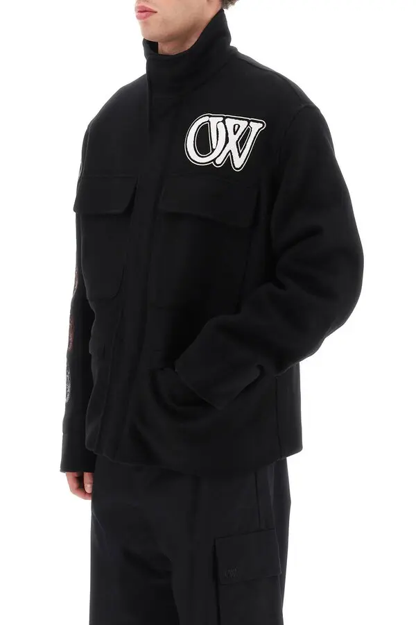Off-White Graphic Printed High Neck Jacket