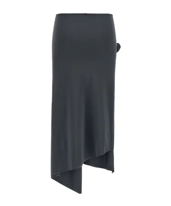Coperni Asymmetrical Hem Flower Embellished Skirt - Grey