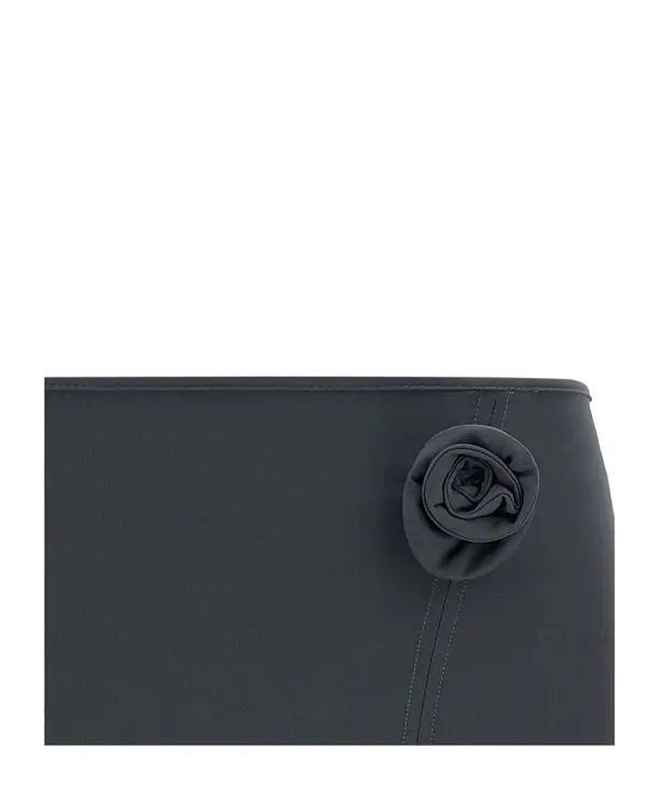 Coperni Asymmetrical Hem Flower Embellished Skirt - Grey