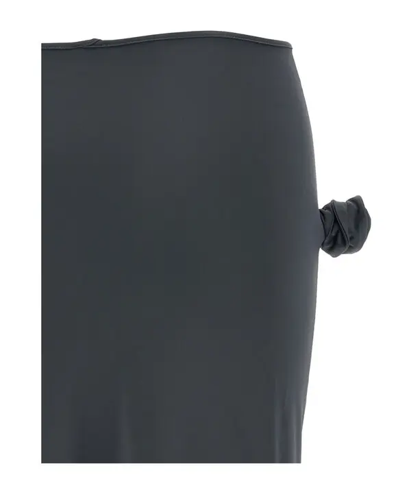 Coperni Asymmetrical Hem Flower Embellished Skirt - Grey