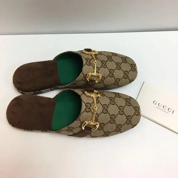Gucci Monogram Pattern Horsebit Mules