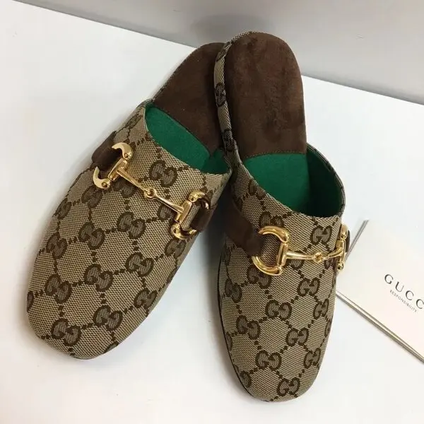 Gucci Monogram Pattern Horsebit Mules