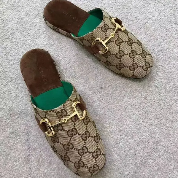 Gucci Monogram Pattern Horsebit Mules