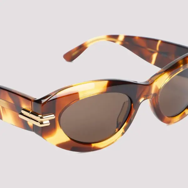 Bottega Veneta Mitre Oval Sunglasses - Havana/brown
