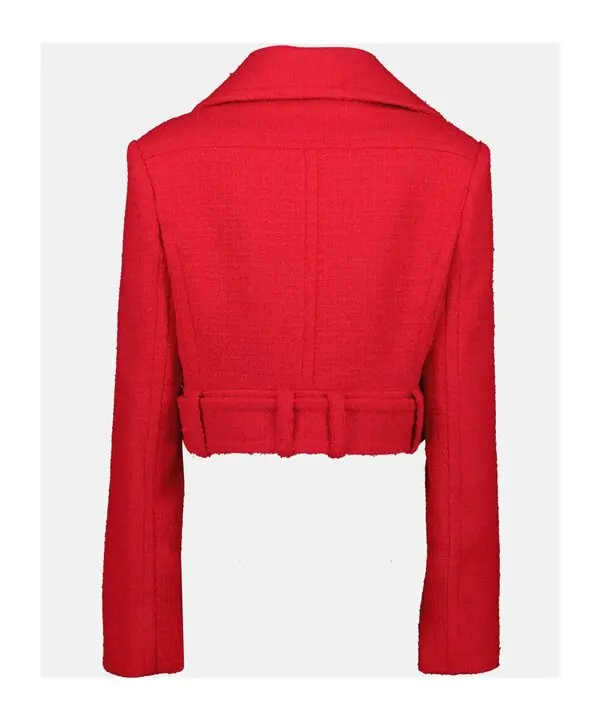 PATOU Belted Buttoned Cropped Jacket - Red