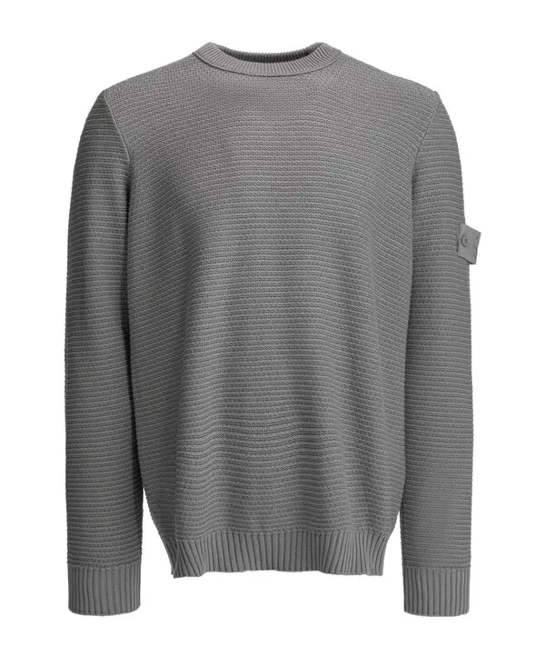 Stone Island Crewneck Jumper With Ribbed Trim - Grey