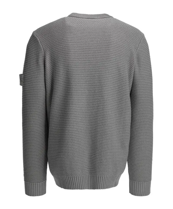 Stone Island Crewneck Jumper With Ribbed Trim - Grey