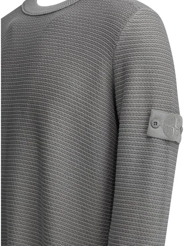 Stone Island Crewneck Jumper With Ribbed Trim - Grey