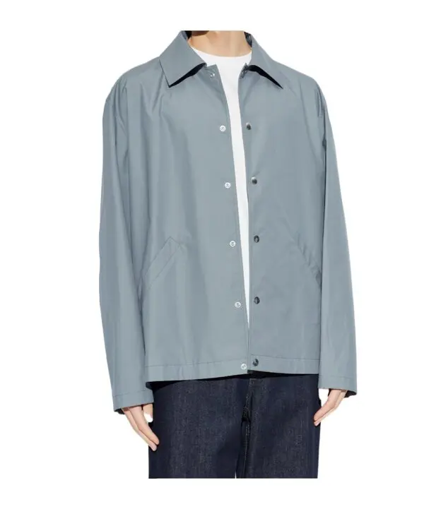 JIL SANDER Logo Printed Button-up Jacket - Gray