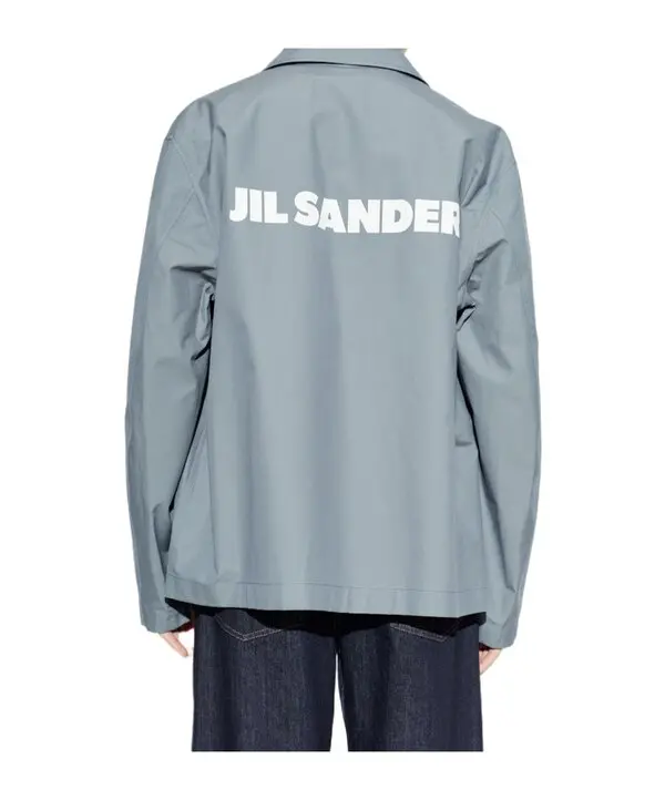 JIL SANDER Logo Printed Button-up Jacket - Gray